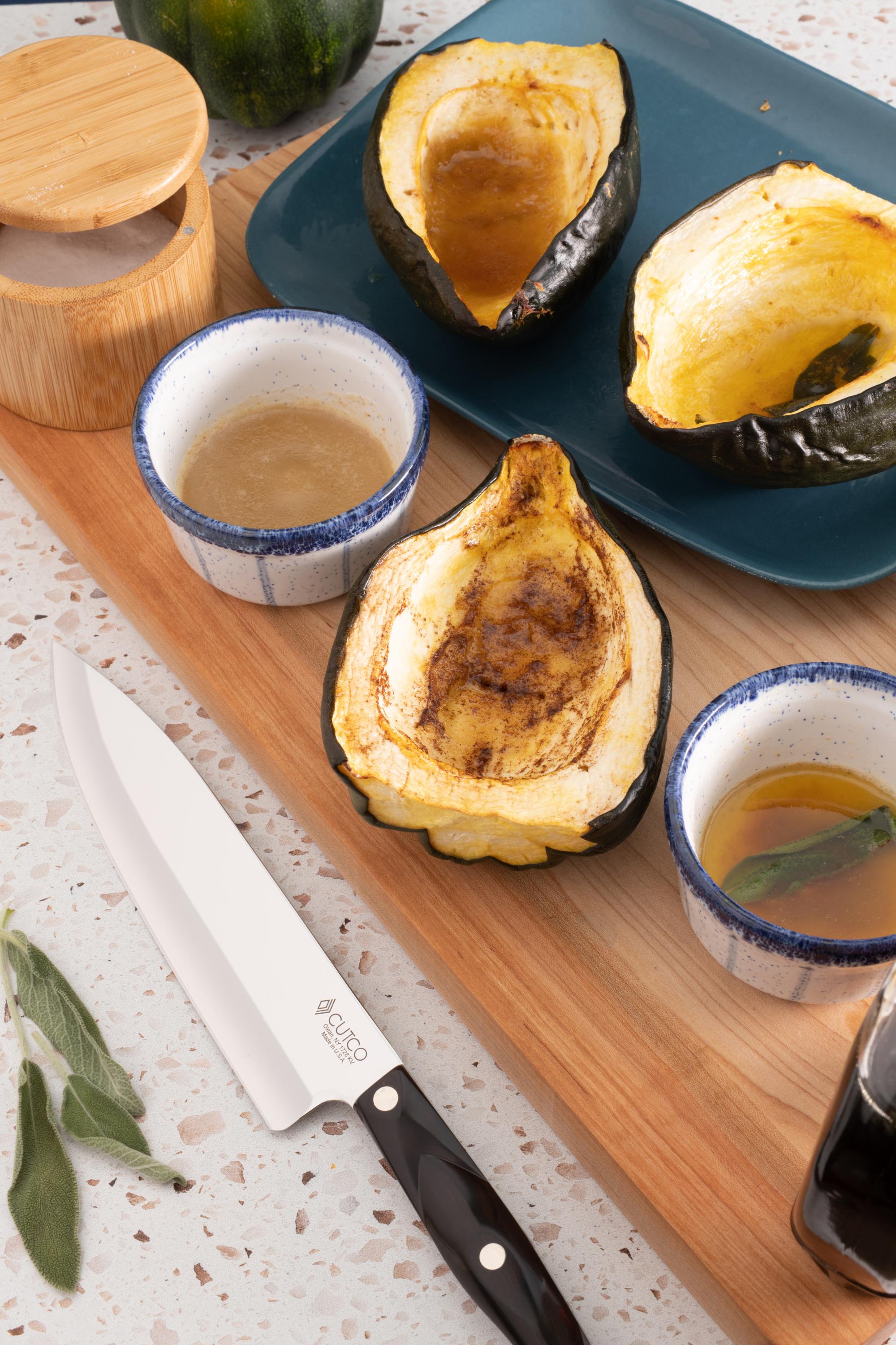 Baked Acorn Squash With Three Butter Sauces