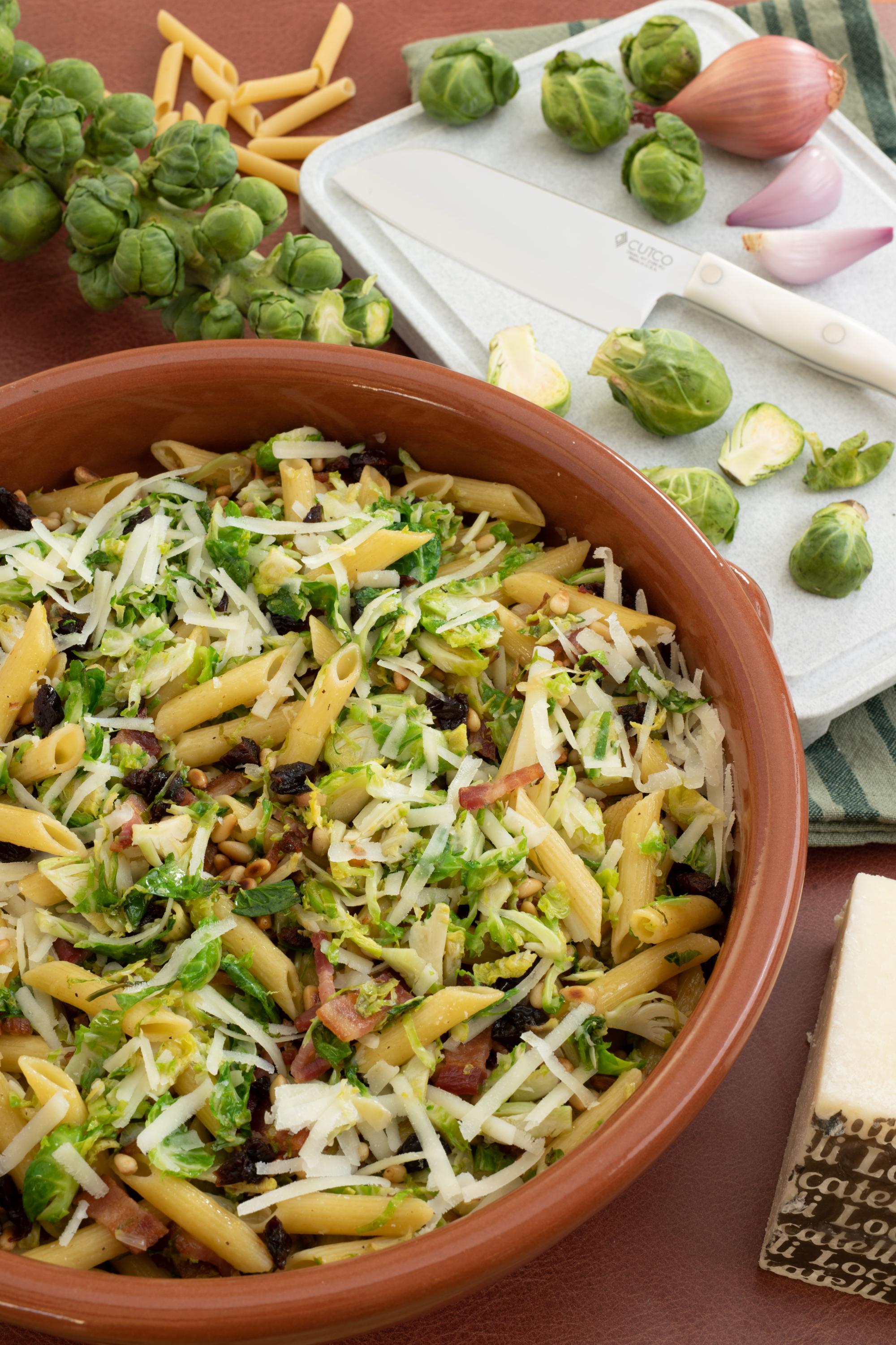 Brussels Sprouts, Bacon, Pecorino Cheese and Penne Pasta