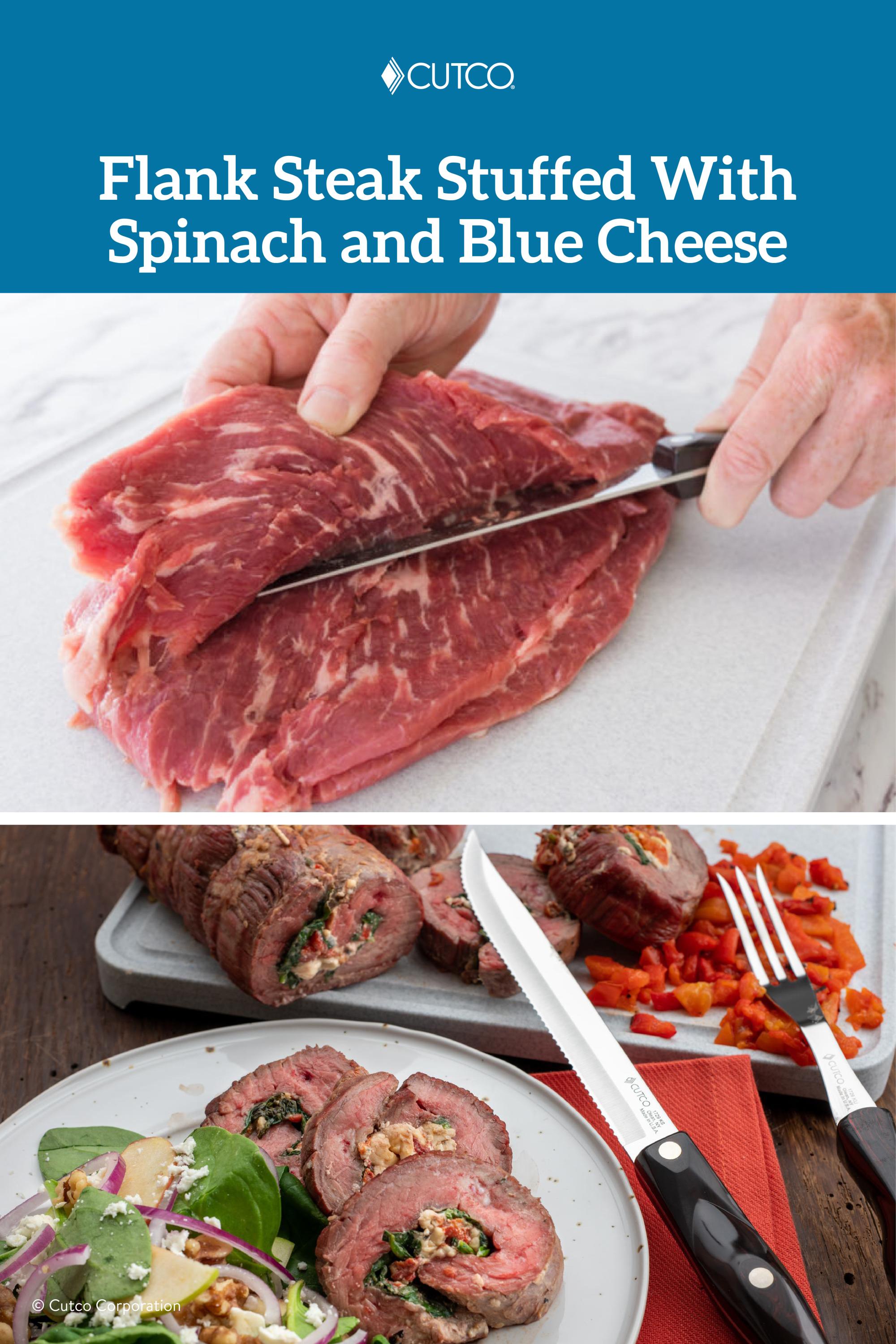 Flank Steak Stuffed With Spinach and Blue Cheese