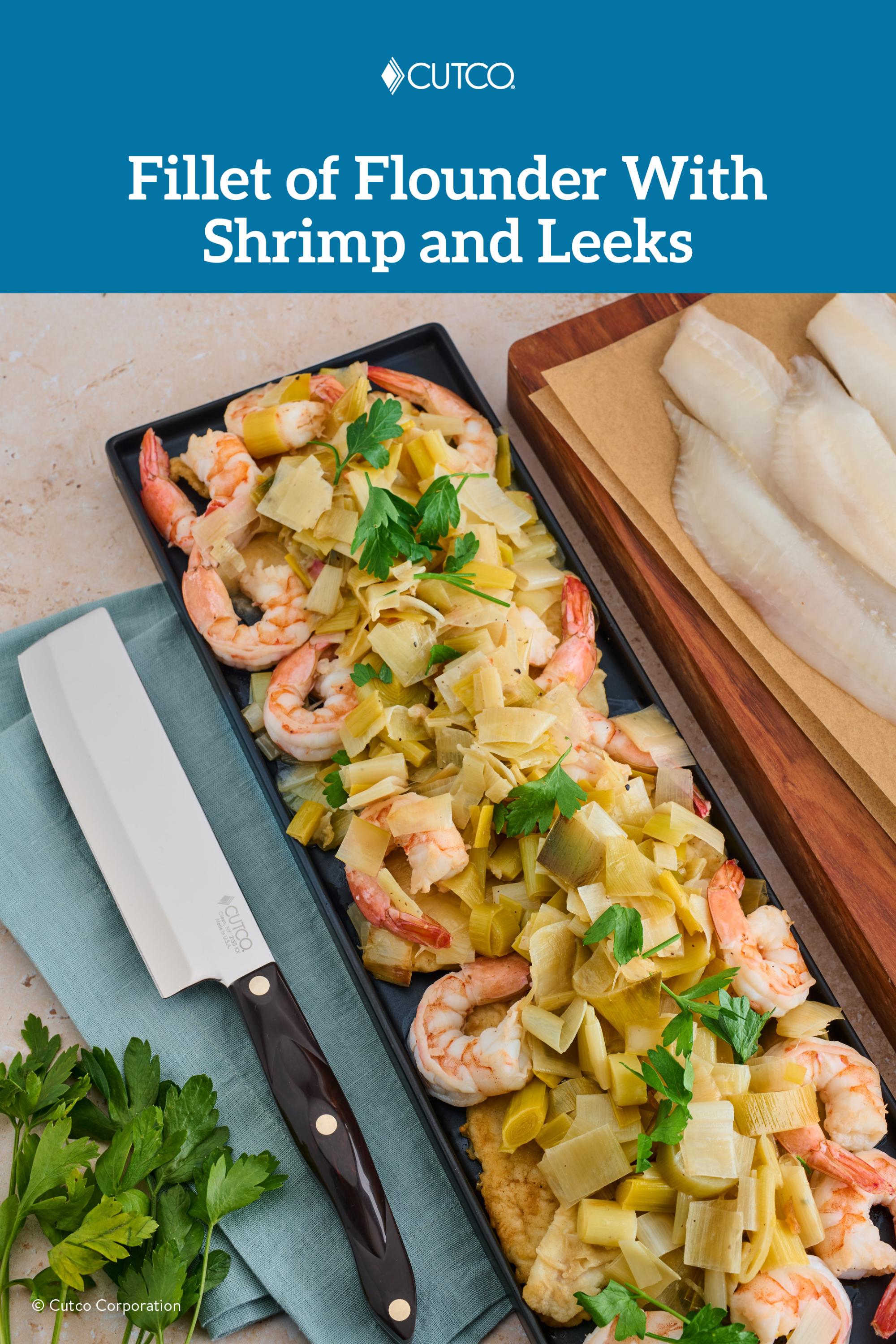 Fillet of Flounder With Shrimp and Leeks