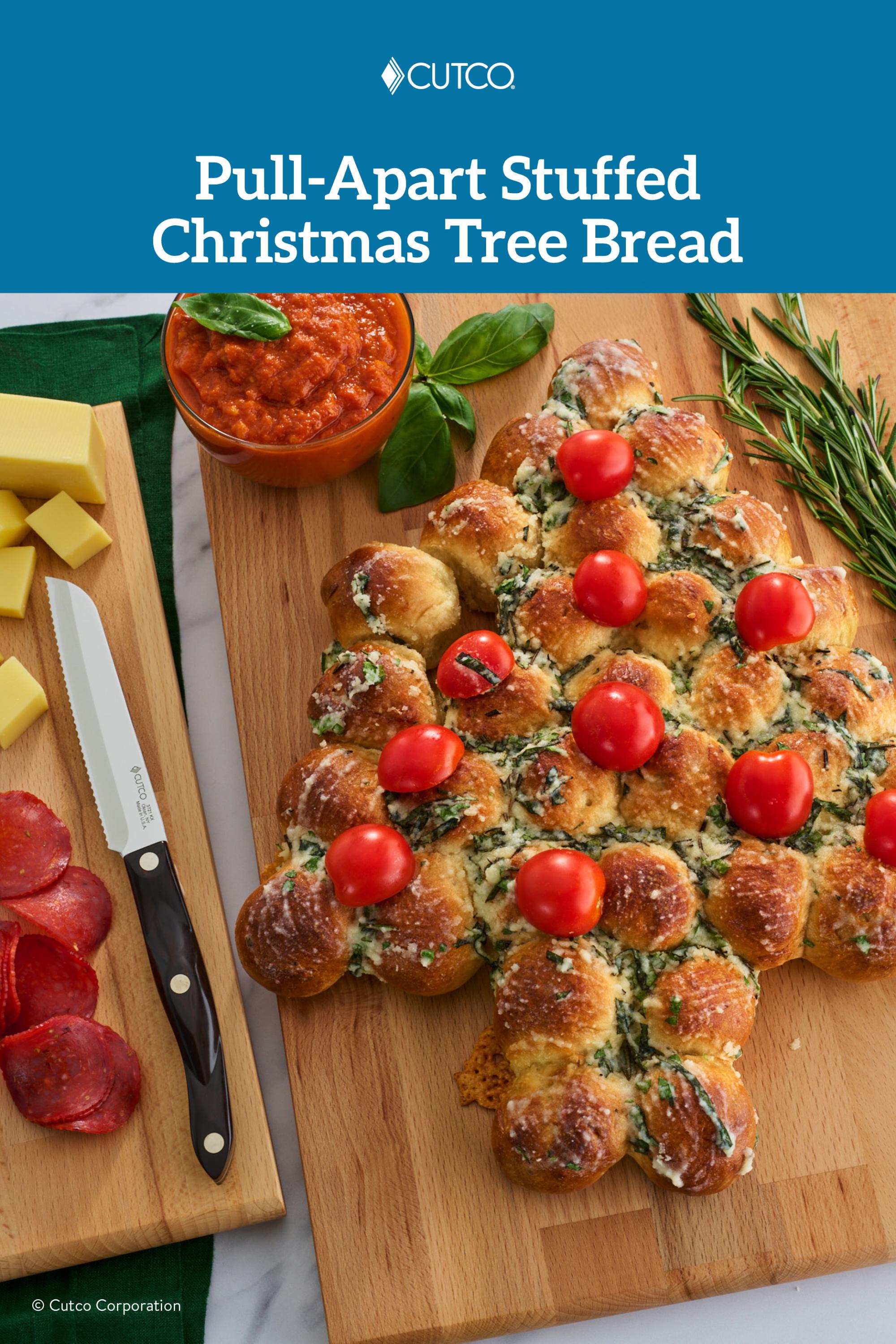Pull Apart Stuffed Christmas Tree Bread
